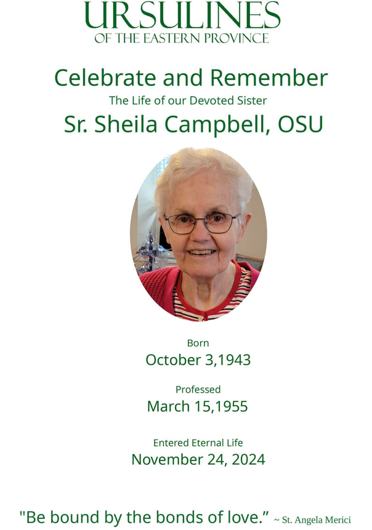 Obituary and Funeral Liturgy for Sr. Sheila Campbell, OSU - URSULINES ...
